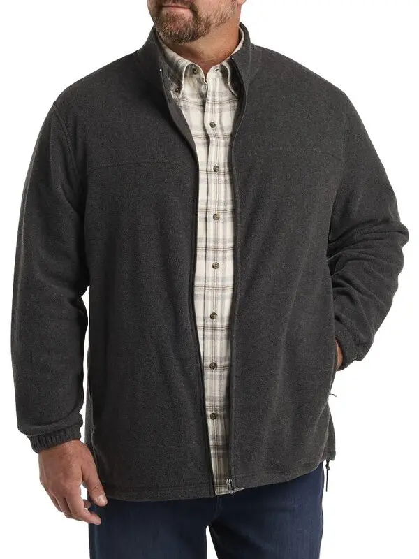 HARBOR BAY BY DXL Full-zip Polar Fleece Jacket - Charcoal