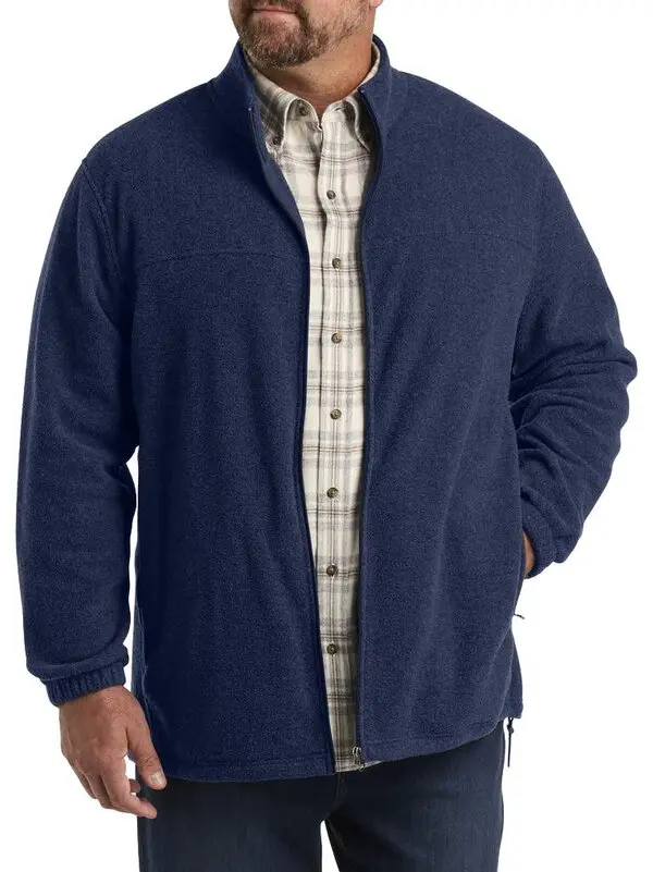 HARBOR BAY BY DXL Big & Tall Full-zip Polar Fleece Jacket - Navy