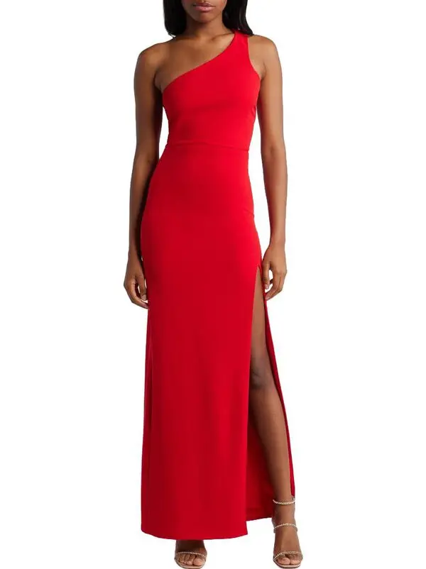 Lulus Idyllic Impression One-shoulder Gown - Red