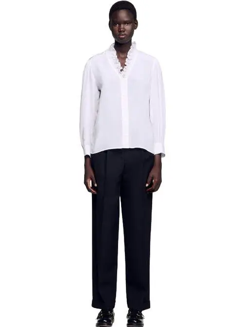 Sandro Floaty Silk Shirt - White