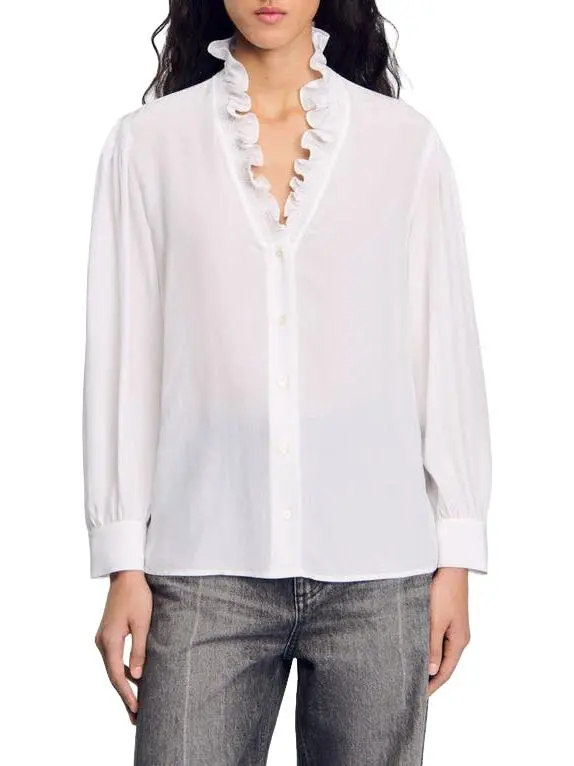 Sandro Floaty Silk Shirt - White