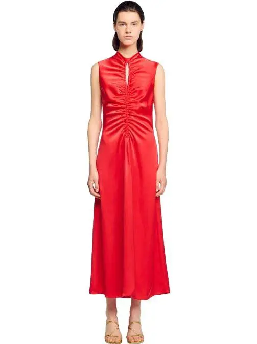 Sandro Draped Satin-effect Dress - Red