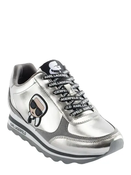 Karl Lagerfeld Paris Meade Metallic Sneakers - Pewter