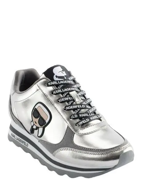 Karl Lagerfeld Paris Meade Metallic Sneakers - Pewter