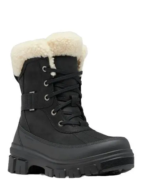 Sorel Tivoli V Parc Genuine Shearling Waterproof Boots - Black/ Sea Salt