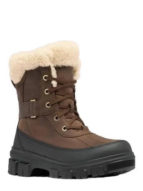 Sorel Tivoli V Parc Genuine Shearling Waterproof Boots - Tobacco/ Black