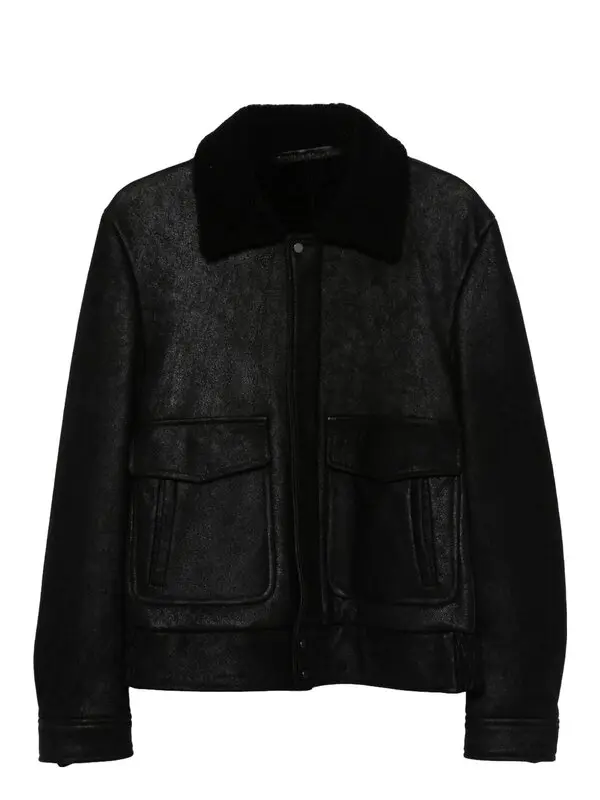SALVATORE SANTORO Grained Sheepskin Leather Jacket - Black