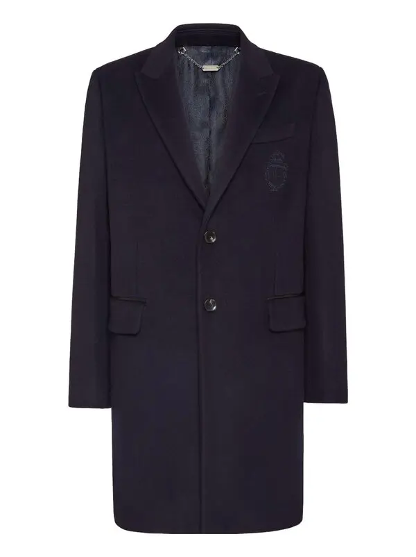 BILLIONAIRE Logo-embroidered Tailored Coat - Blue