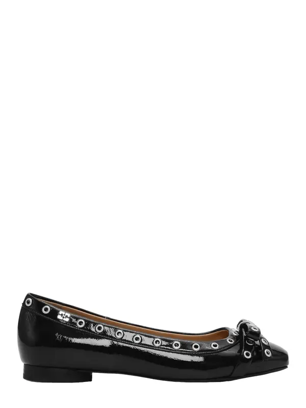 GANNI Eyelet-detail Ballerina Shoes - Black