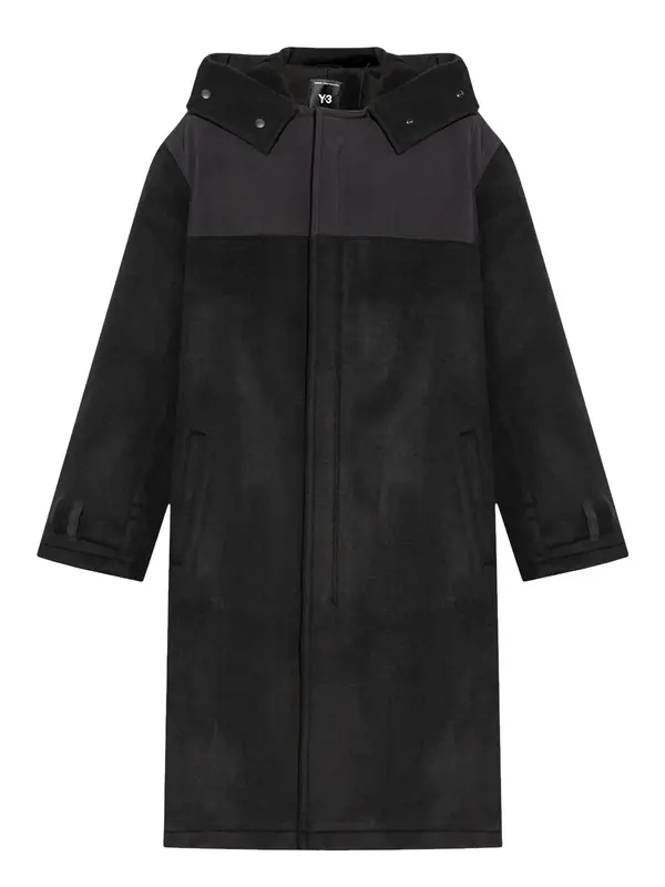 Y3 Hooded Trench Coat - Black