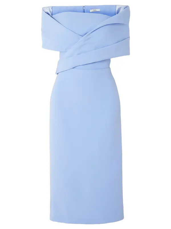 Safiyaa Iana Off-the-shoulder Draped Crepe Midi Dress - Blue
