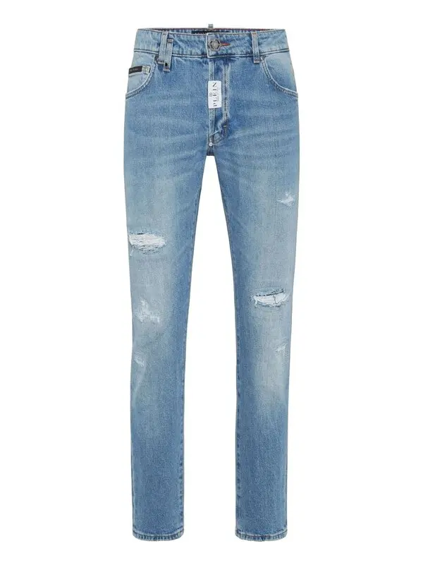 Philipp Plein Distressed Skinny Jeans - Blue