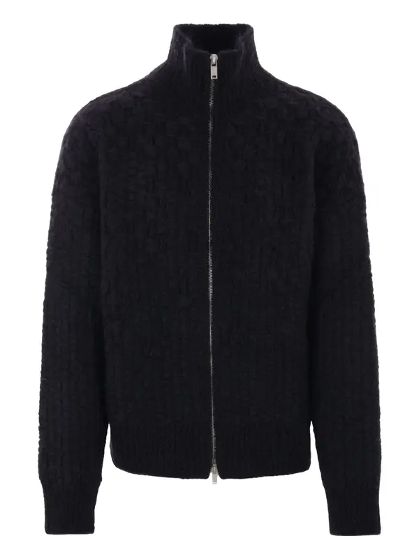 JIL SANDER Basket Weave-knit Cardigan - Black