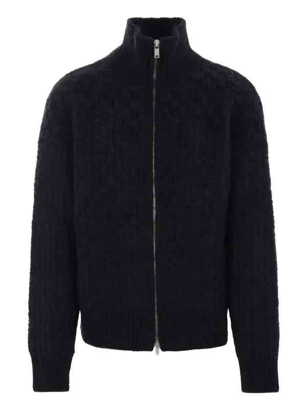 JIL SANDER Basket Weave-knit Cardigan - Black
