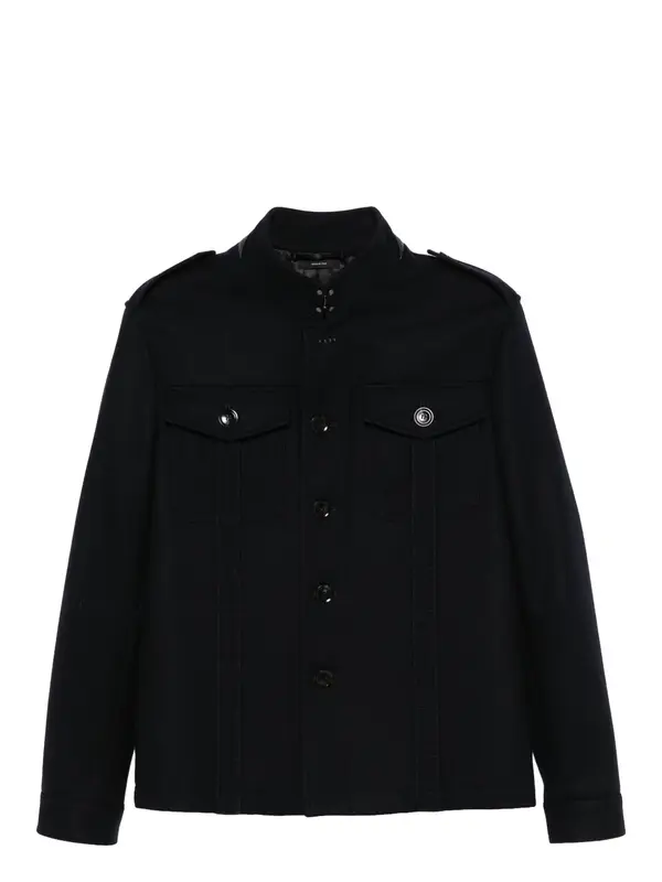 TOM FORD Felted Stand-up Collar Overshirt - Blue