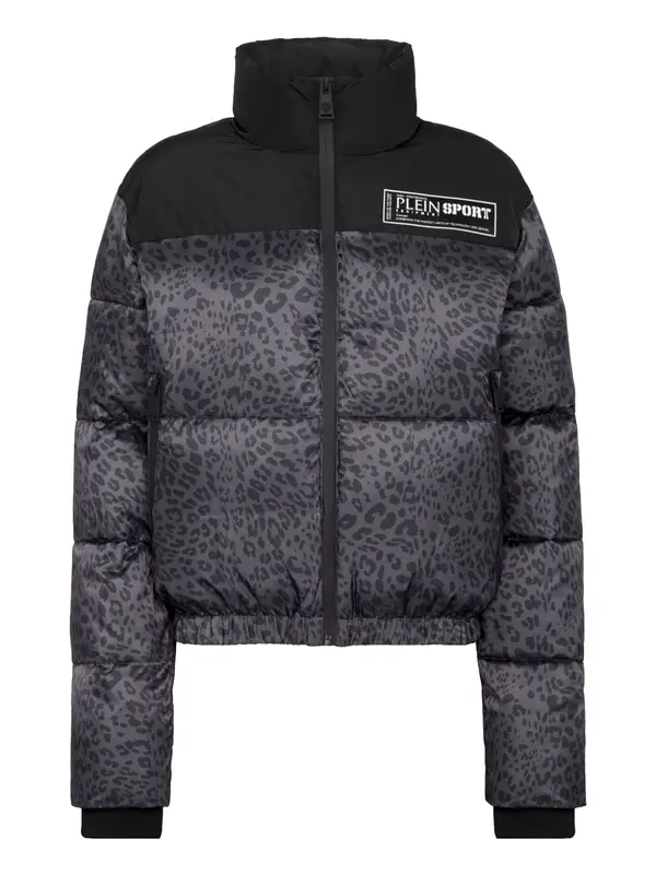 PLEIN SPORT Leopard-print Puffer Jacket - Black
