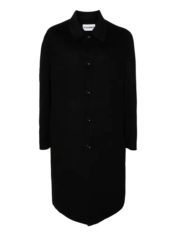 Attachment Single-breasted Coat - Black