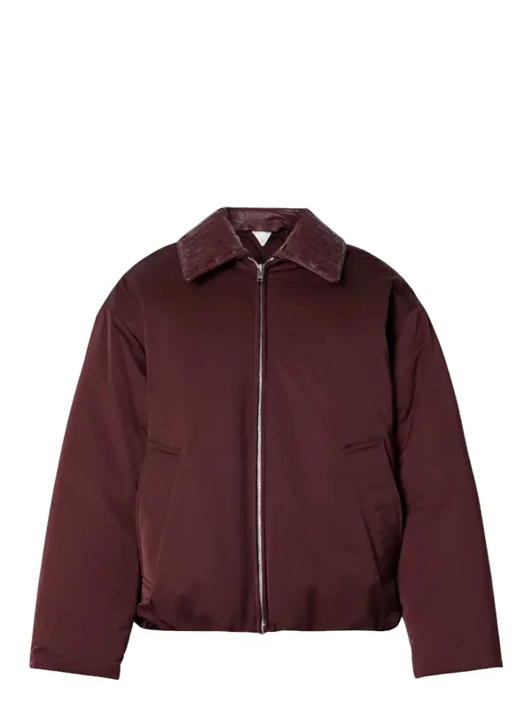 Bottega Veneta Intrecciato Leather-trimmed Shell Down Jacket - Burgundy
