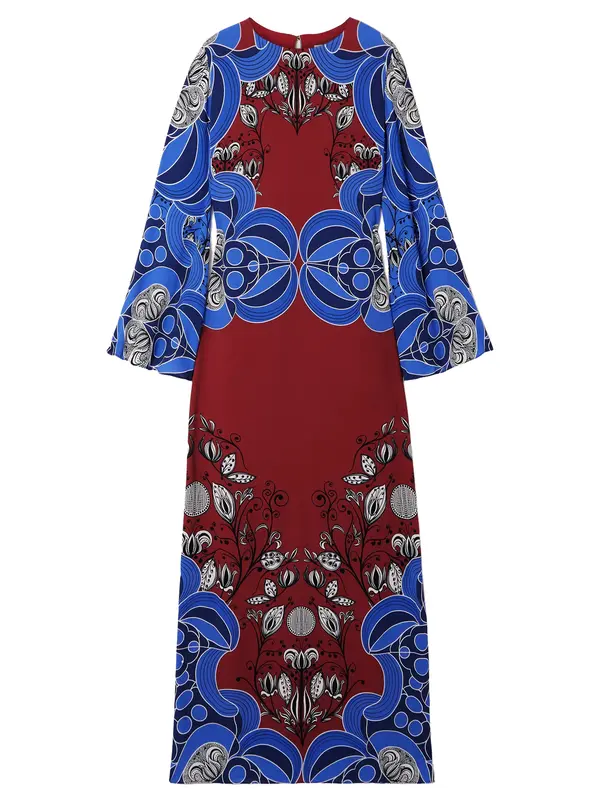 Borgo De Nor Capucine Printed Crepe Maxi Dress - Blue