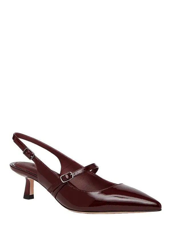Paige Maggie Pointed Toe Kitten Heel Slingback Pumps - Oxbld Patent