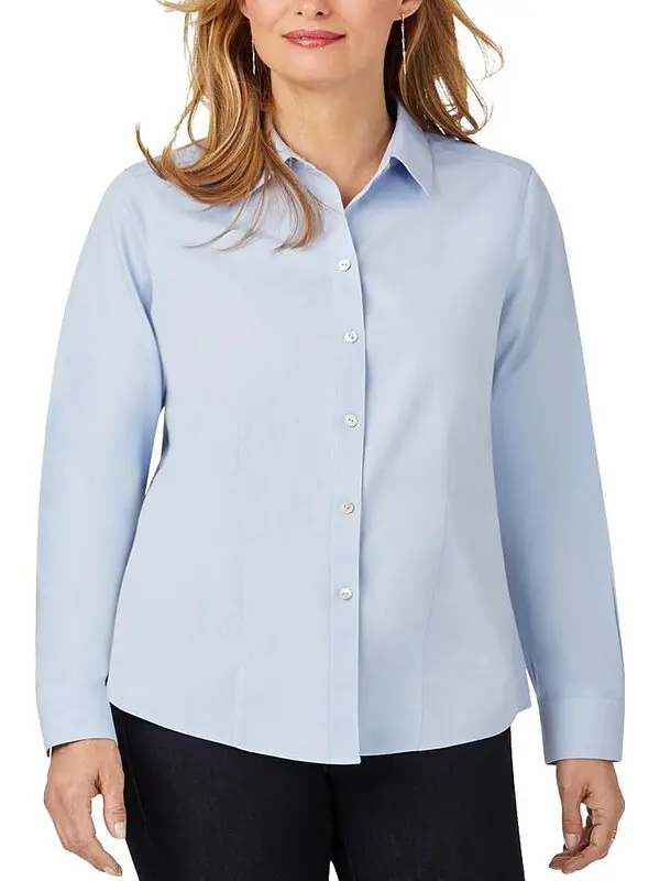 Foxcroft Dianna Cotton Non-iron Shirt - Blue Wavee