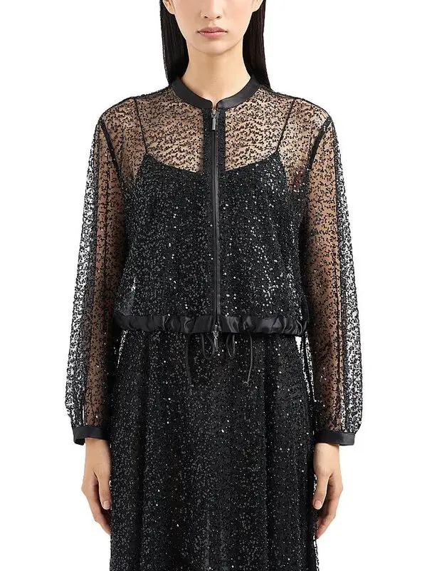 Emporio Armani Sheer Sequin Jacket - Black