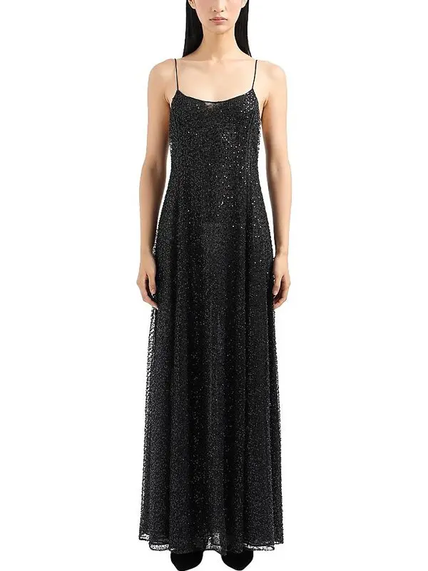 Emporio Armani Sequined Gown - Black