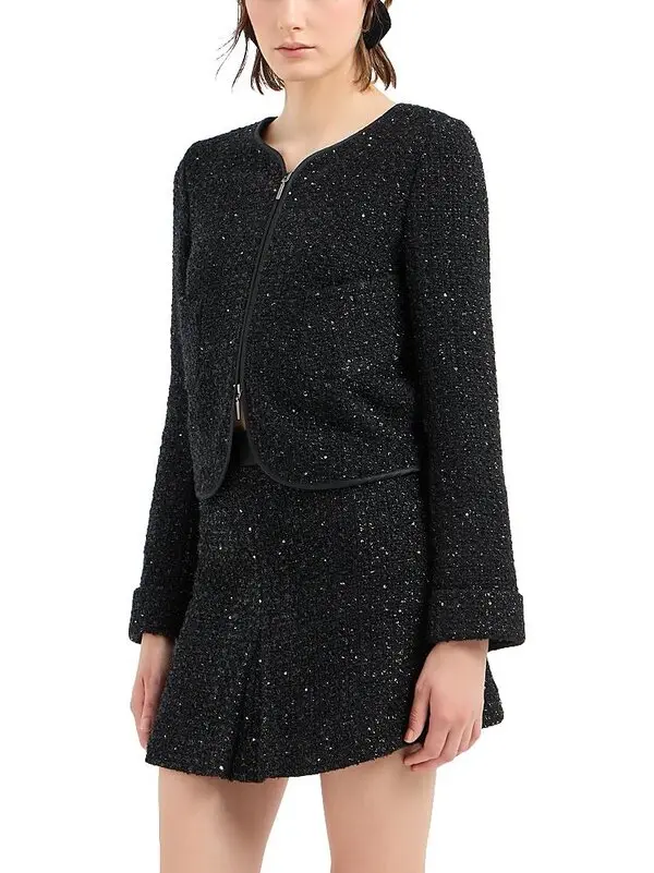 Emporio Armani Metallic Tweed Mini Skirt - Black