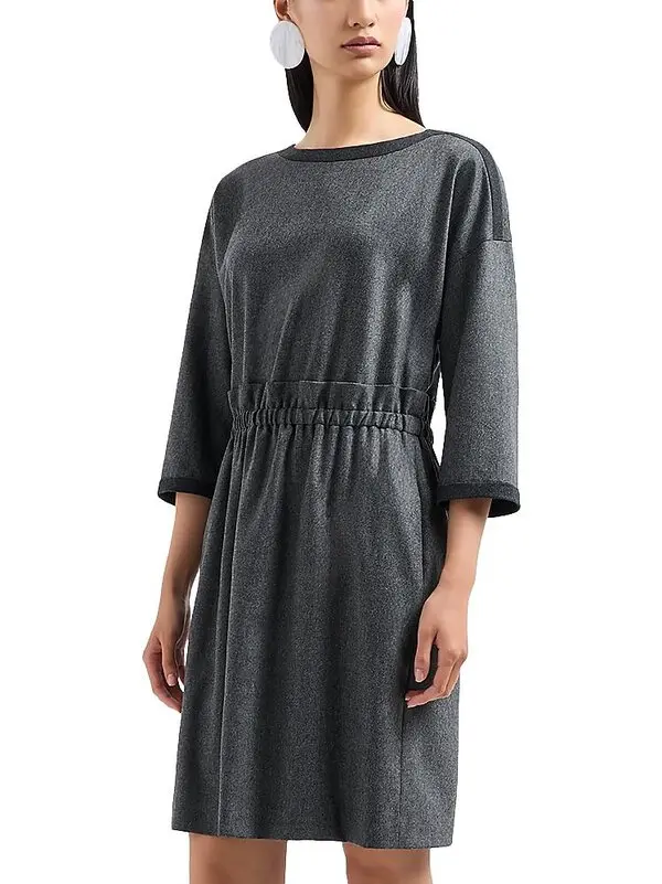 Emporio Armani Wool & Cashmere Flannel Shift Dress - Slate Grey