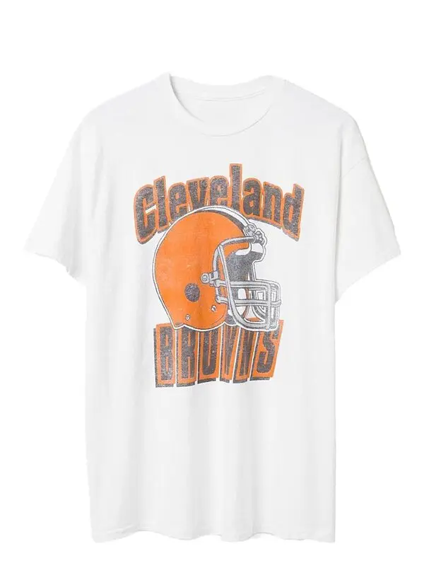 Junk Food Clothing Nfl Cleveland Browns Throwback Helmet Flea Market Tee - White