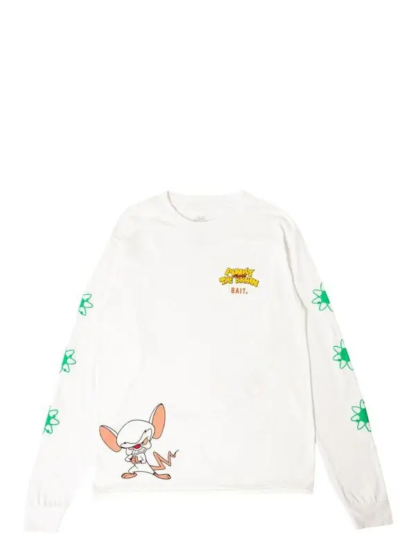 BAIT X Pinky And The Brain Logo Long Sleeve Tee Shirt - White
