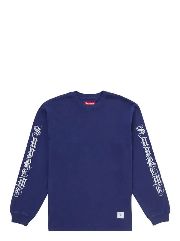 Supreme Old English Long Sleeve Top - Navy Blue