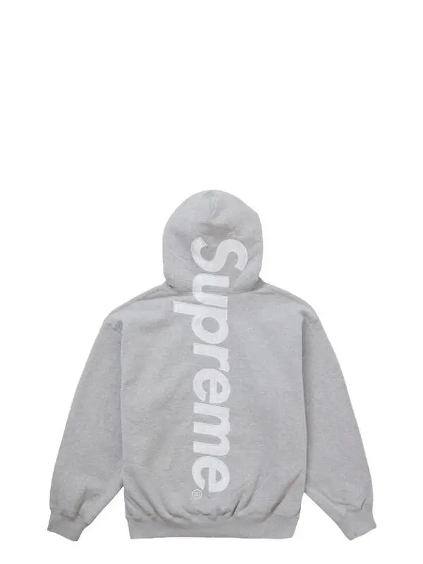 Supreme Satin Applique Hooded Sweatshirt Fw24 - Heather Grey