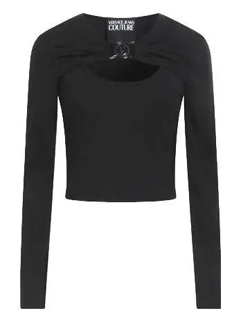 Versace Cotton Elastane Crop Tee With Cutout Detail - Black