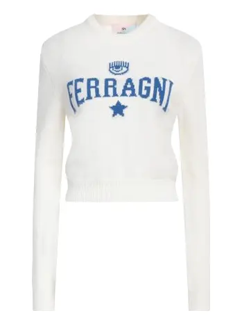 CHIARA FERRAGNI Knitted Cropped Sweater - Off White