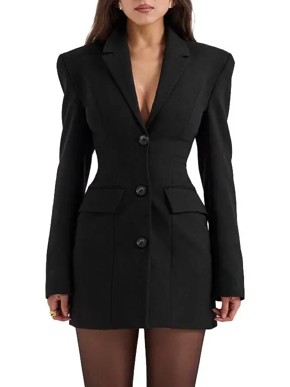 House Of Cb Amia Long Sleeve Blazer Minidress - Black