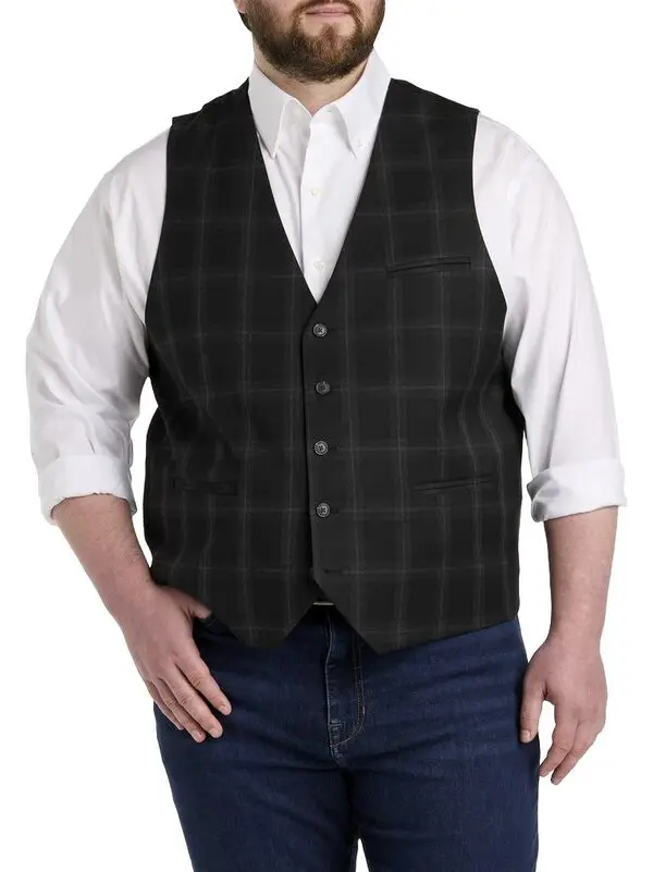 OAK HILL PREMIUM BY DXL Windowpane Vest - Black