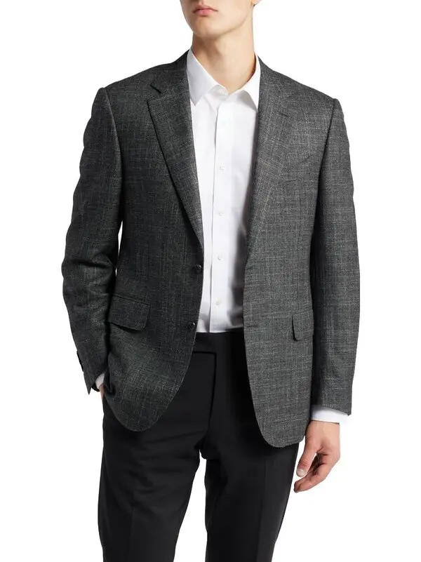Canali Venezia 90th Anniversary Slub Wool Blend Sport Coat - Charcoal