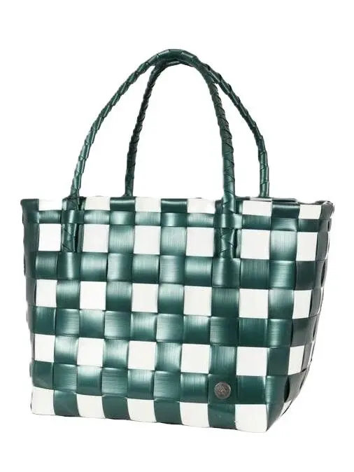 HANDED BY Paris Spirit Recycled Tote Bag - Green/white Classic Weave
