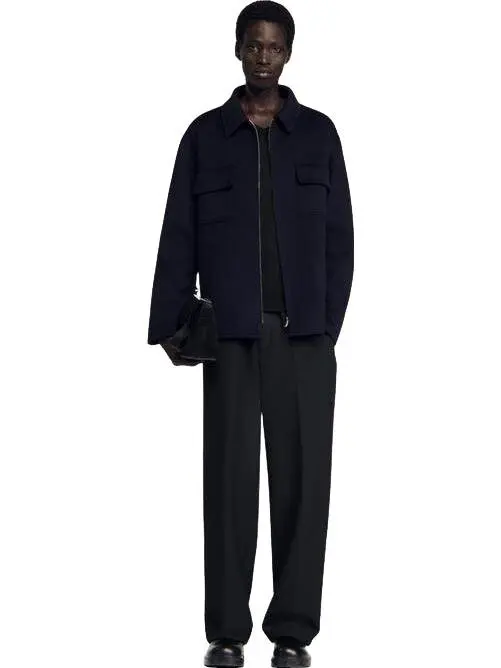 Sandro Zipped Overshirt - Navy Blue