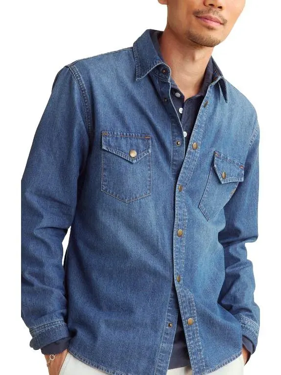 Billy Reid Rosedale Denim Snap-up Shirt - Light Indigo