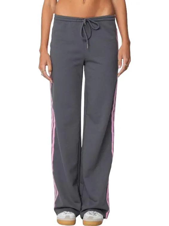 EDIKTED Averie Striped Sweatpants - Gray