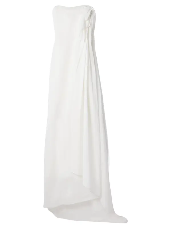 THE ROW Madleine Strapless Draped Maxi Dress - White