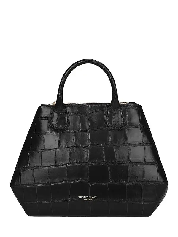 TEDDY BLAKE Vera Croco 14" Top Handle Bag - Black/red