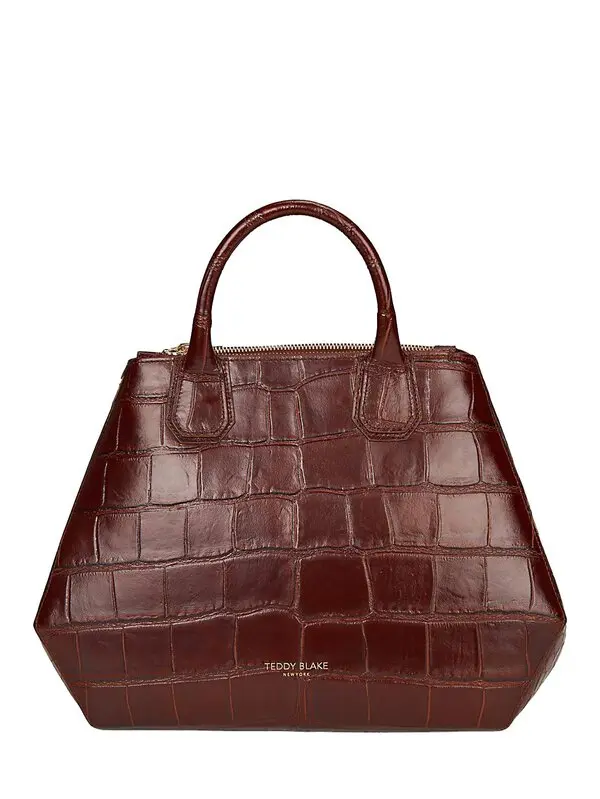 TEDDY BLAKE Vera Croco 14" Top Handle Bag - Brown