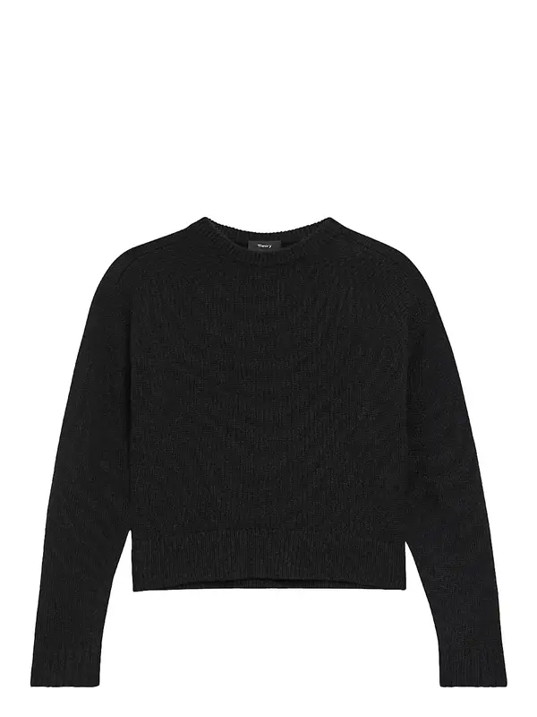 Theory Cashmere Crewneck Cropped Sweater - Blk