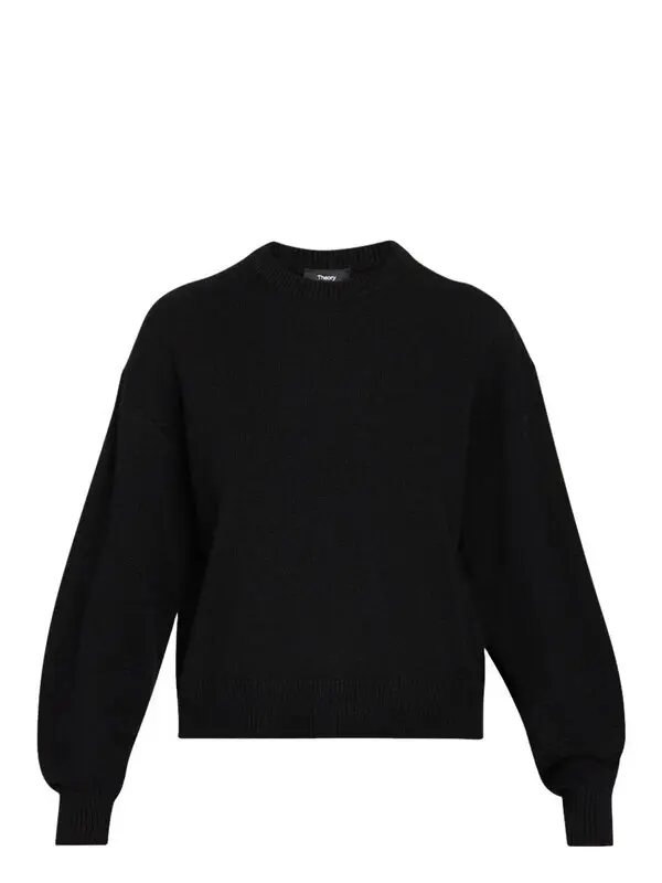 Theory Cashmere Crewneck Cropped Sweater - Blk
