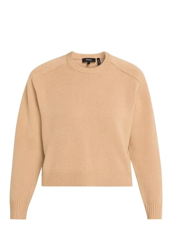 Theory Cashmere Crewneck Cropped Sweater - New Camel