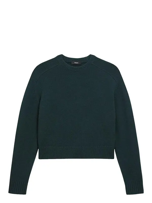Theory Cashmere Crewneck Cropped Sweater - Viridian -