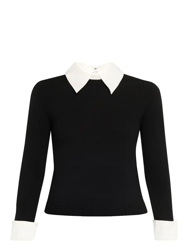 Alice + Olivia Collared Slim-fit Sweater - Black